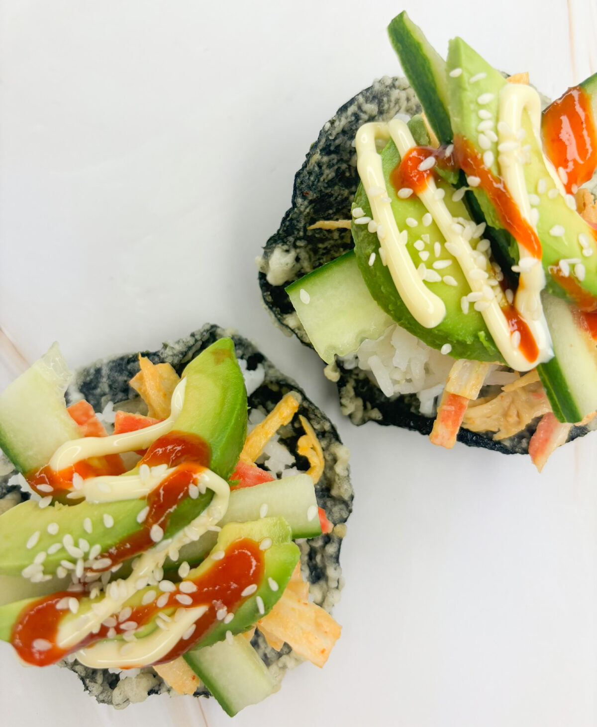 Spicy Sushi Tacos with Crispy Tempura Nori Shells - Cravings by Jenna